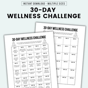 30 Day Wellness Challenge Printable Wellbeing Challenge Tracker ...