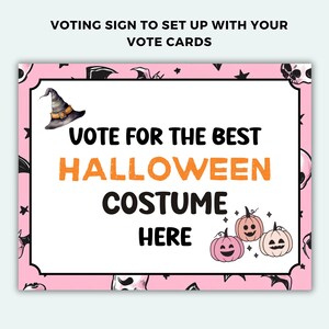 Halloween Costume Contest Kit Printable Halloween Costume Voting Card Halloween Contest Pink ...