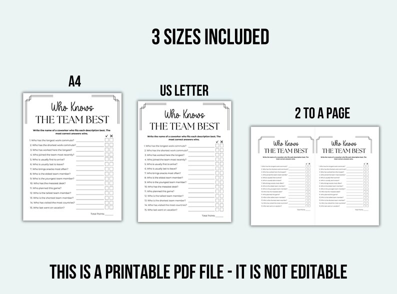 Who Knows the Team Best Office Party Game Printable Team Building Games ...