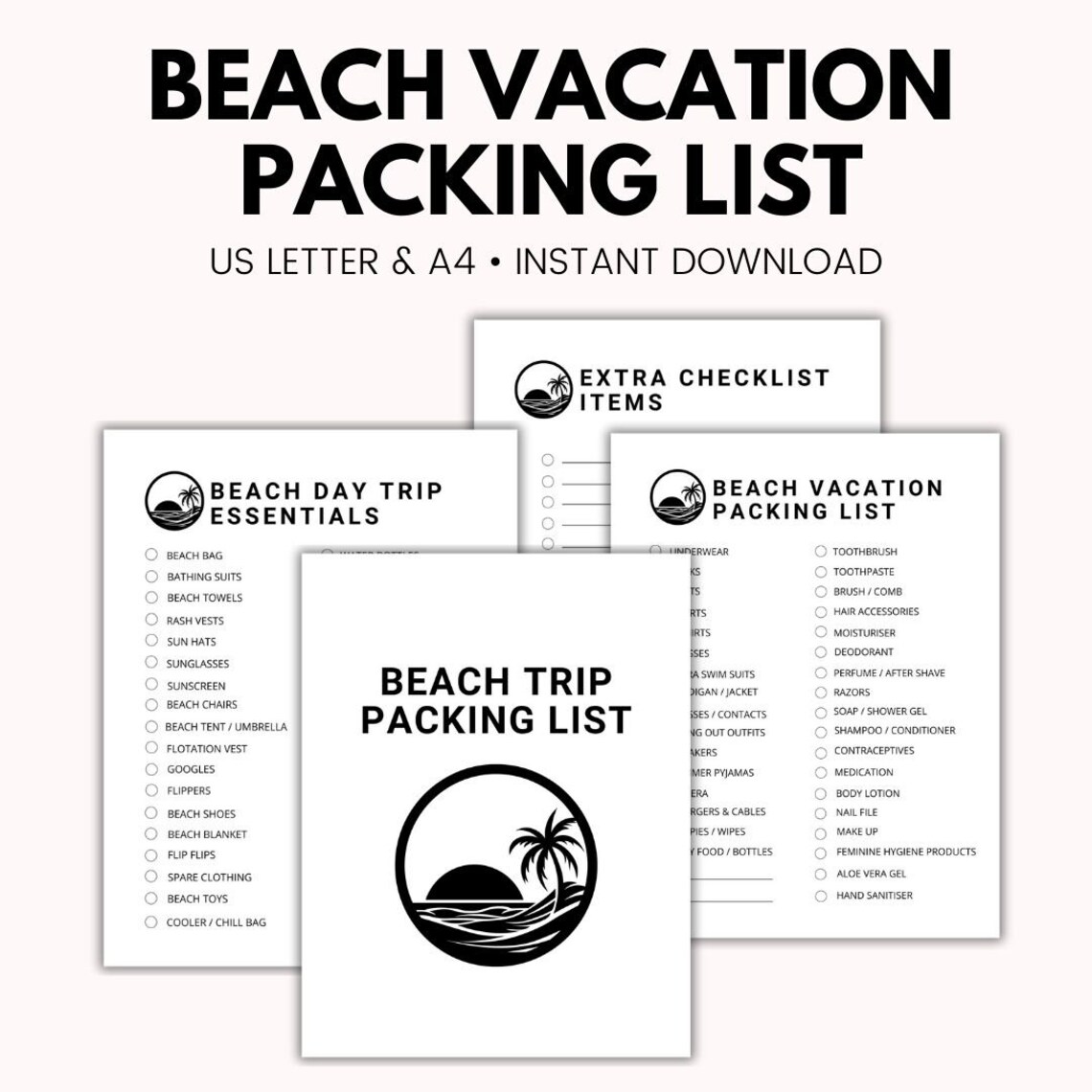 Beach Packing List Printable Beach Vacation Packing List Beach Day Trip ...