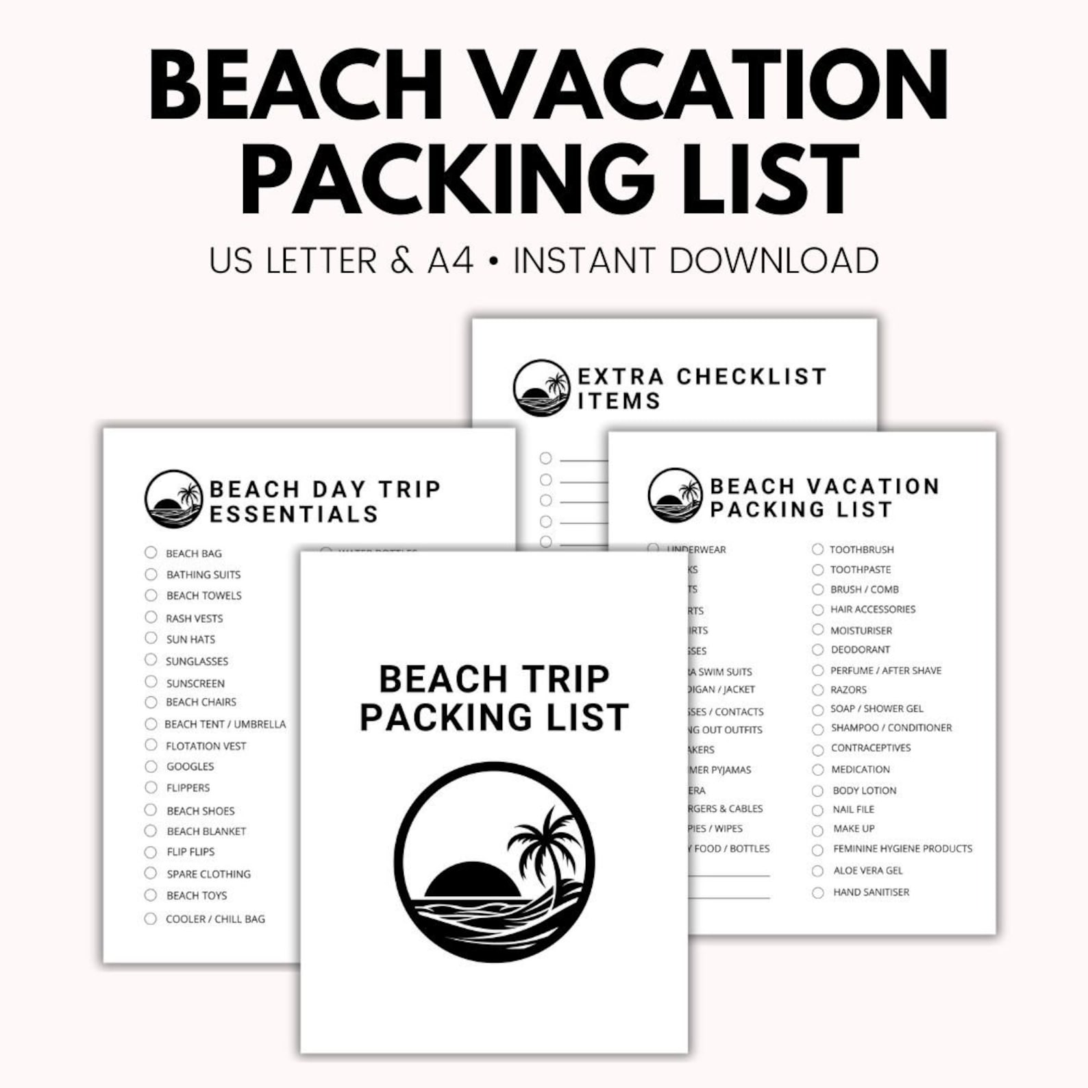 Beach Packing List Printable Beach Vacation Packing List Beach Day Trip ...