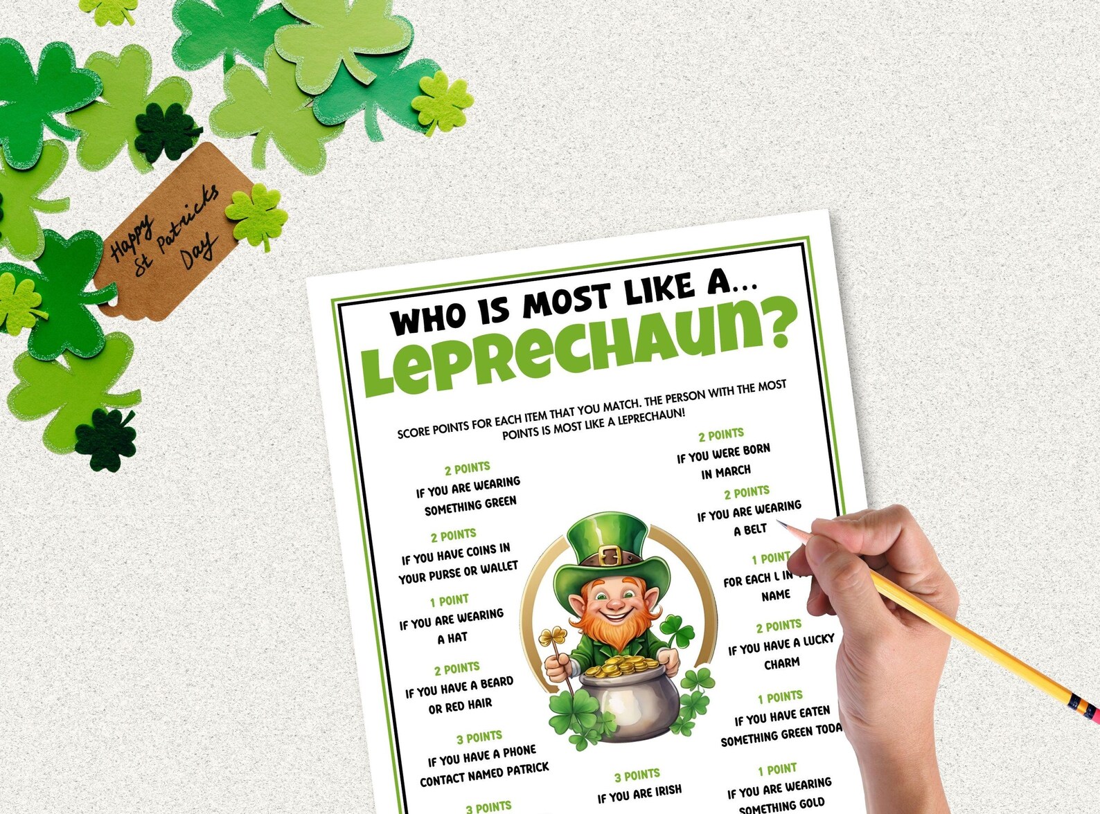 Who is Most Like A Leprechaun Game Printable St Patricks Day Game St ...