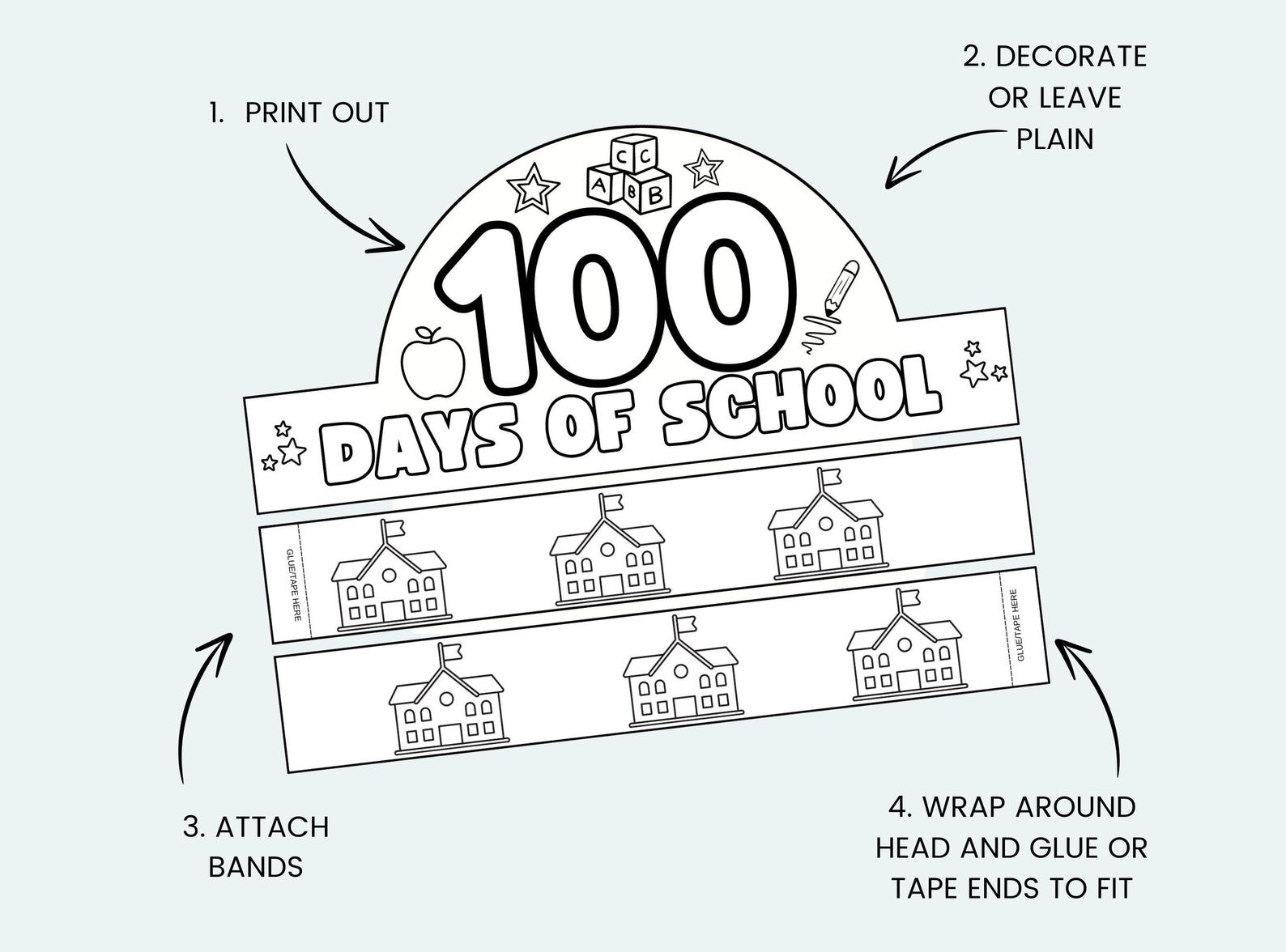 100 Days of School Paper Crown Printable Paper Crown 100th Day of ...
