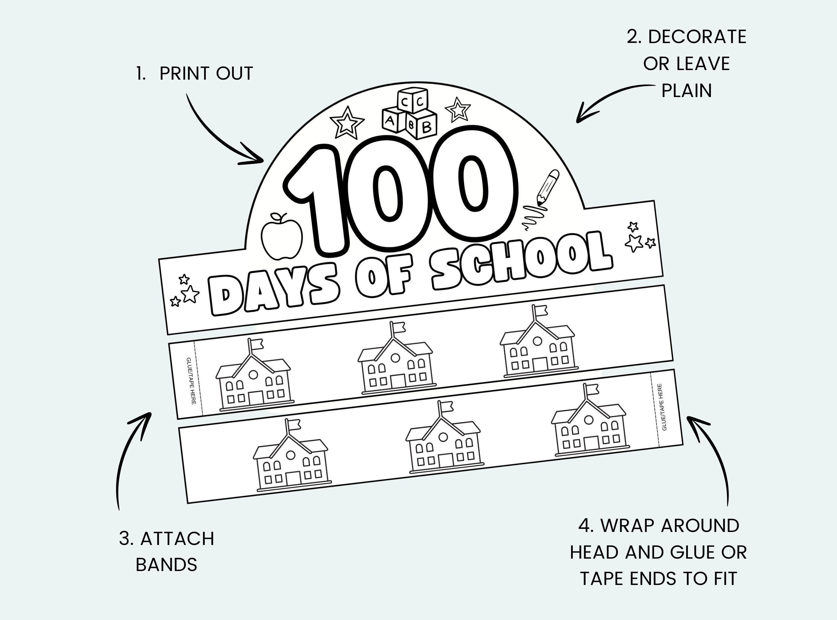 100th Day of School Paper Crown Printable Paper Crown 100 Days of ...