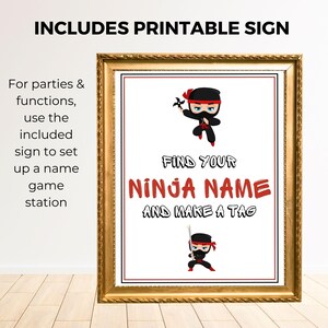 What's Your Ninja Name Party Game Printable Ninja Party Game Ninja Name ...