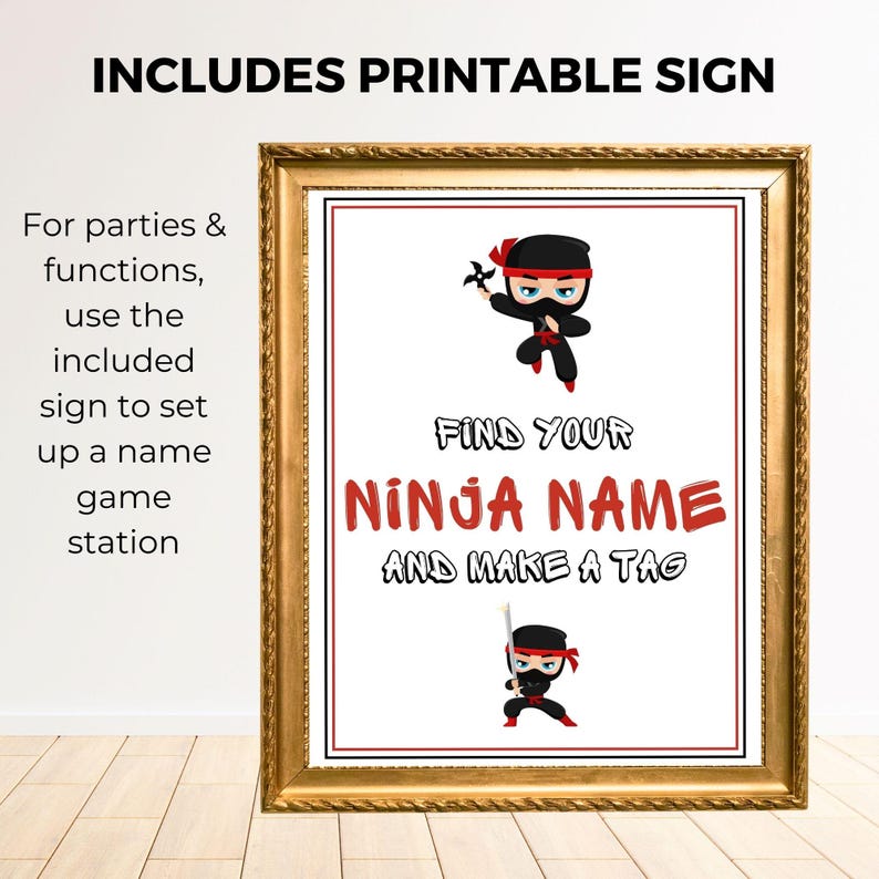 What's Your Ninja Name Party Game Printable Ninja Party Game Ninja Name ...