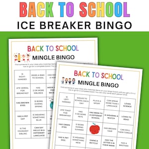 Back to School Mingle Bingo Game First Day of School Activity Printable ...