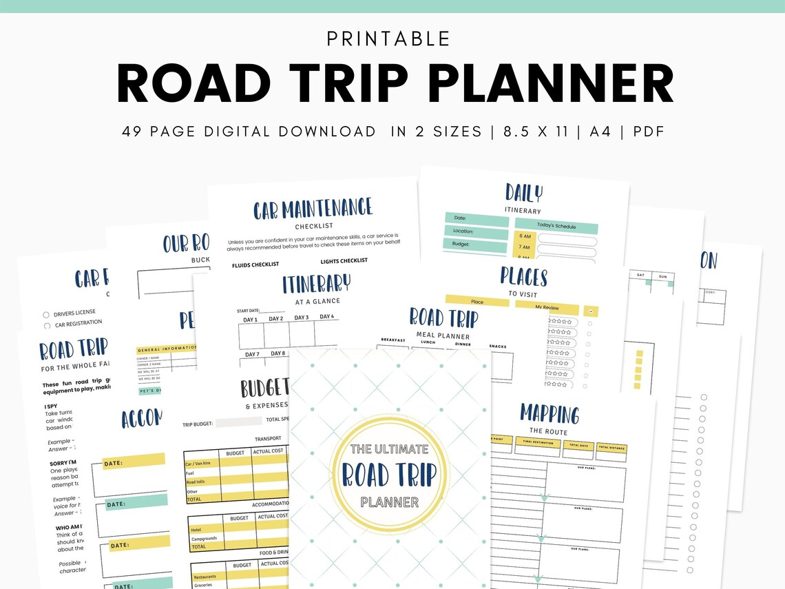 Printable Road Trip Planner Travel Planner RV Planner Road - Etsy