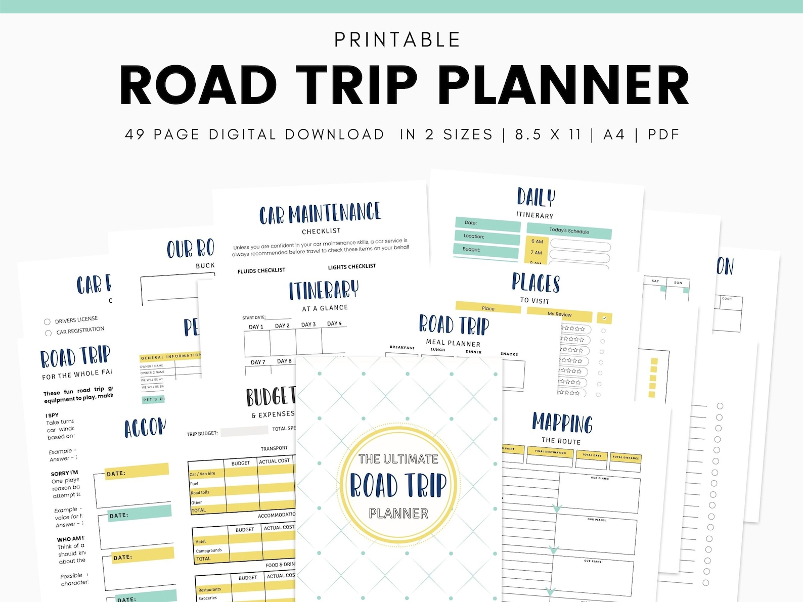 Printable Road Trip Planner Travel Planner RV Planner Road Trip ...