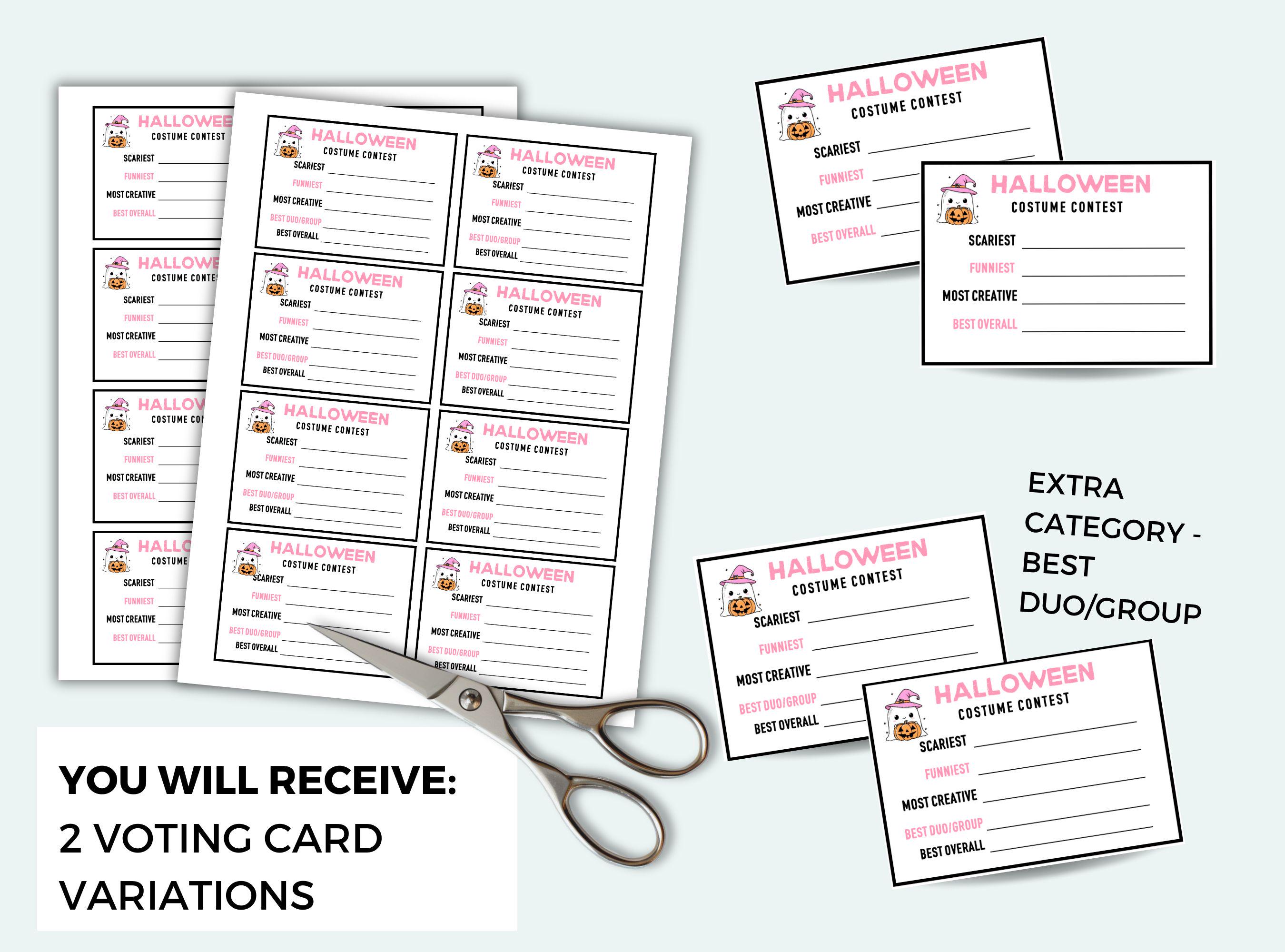 Halloween Costume Contest Kit Printable Halloween Costume Voting Card ...