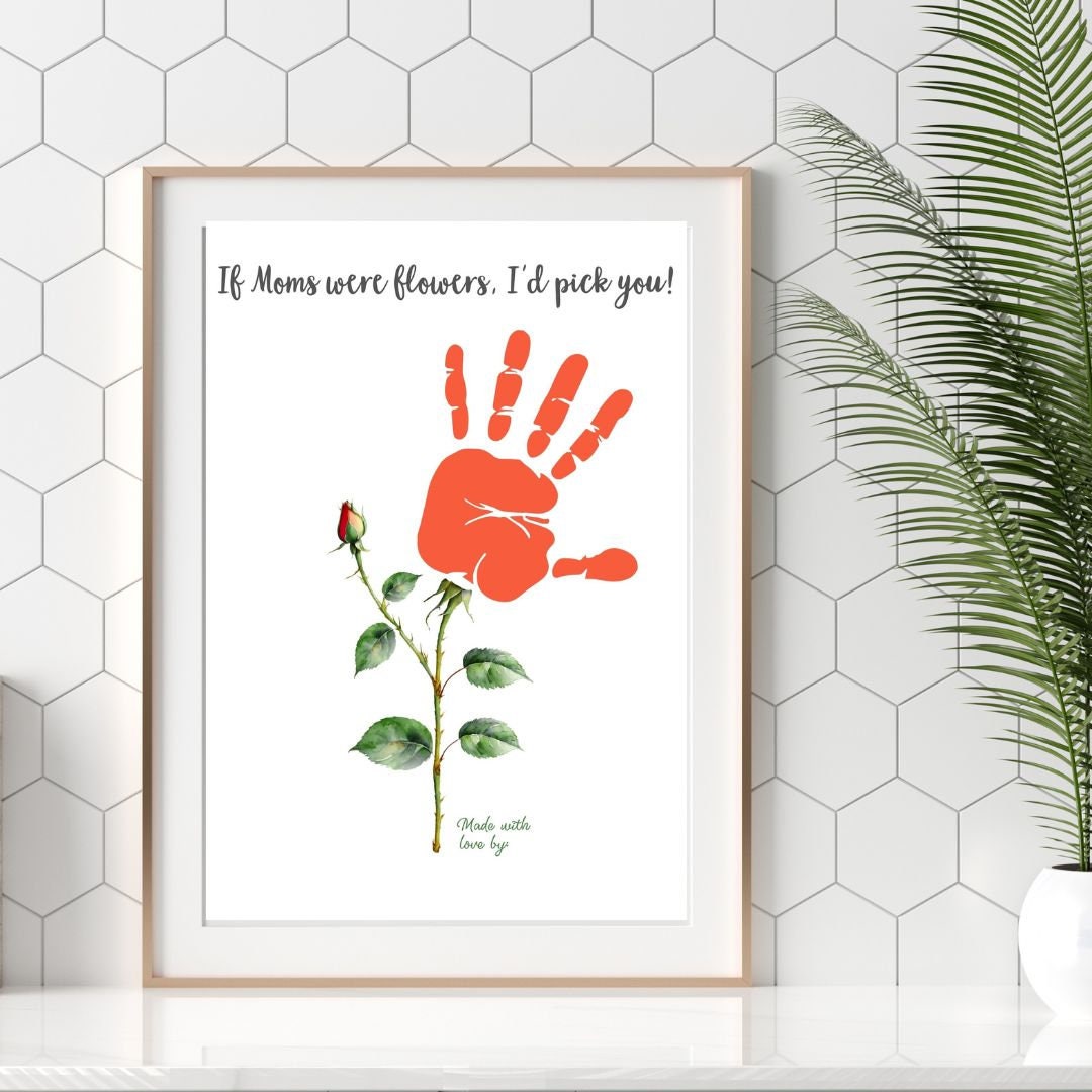 Flower Handprint Art Printable Handprint Craft Template Mother's Day ...