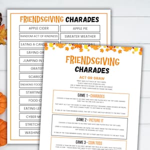 Friendsgiving Charades Game Printable Friendsgiving Game Family ...