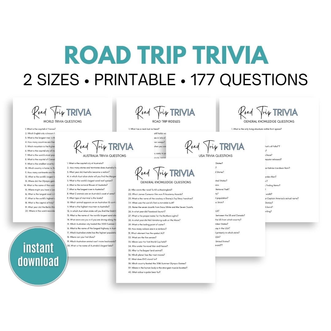 Road Trip Trivia | Printable Road Trip Games | Trivia Questions for ...