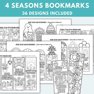 Four Seasons Bookmarks Printable Coloring Bookmarks for Kids Printable ...