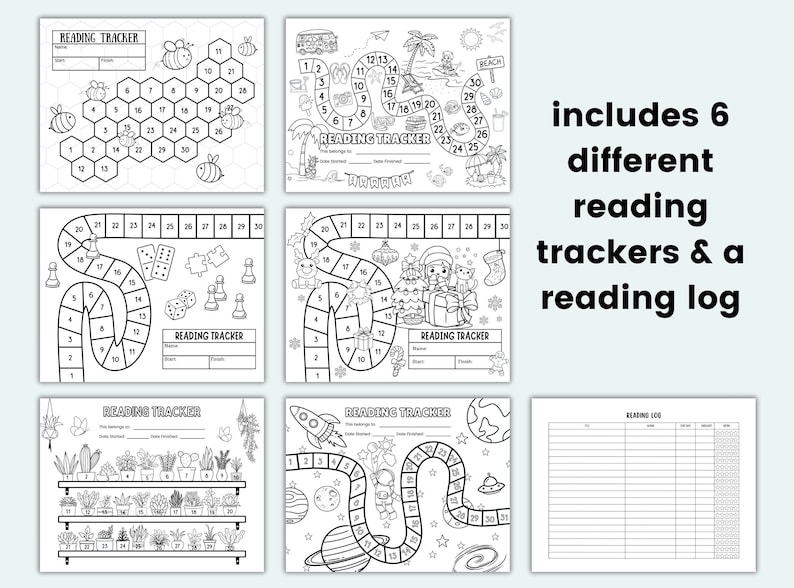 Reading Trackers for Kids Printable Kids Reading Tracker Bundle Reading ...