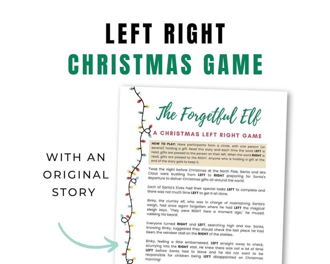 Christmas Left Right Game for Kids, Printable Christmas Game for Kids ...
