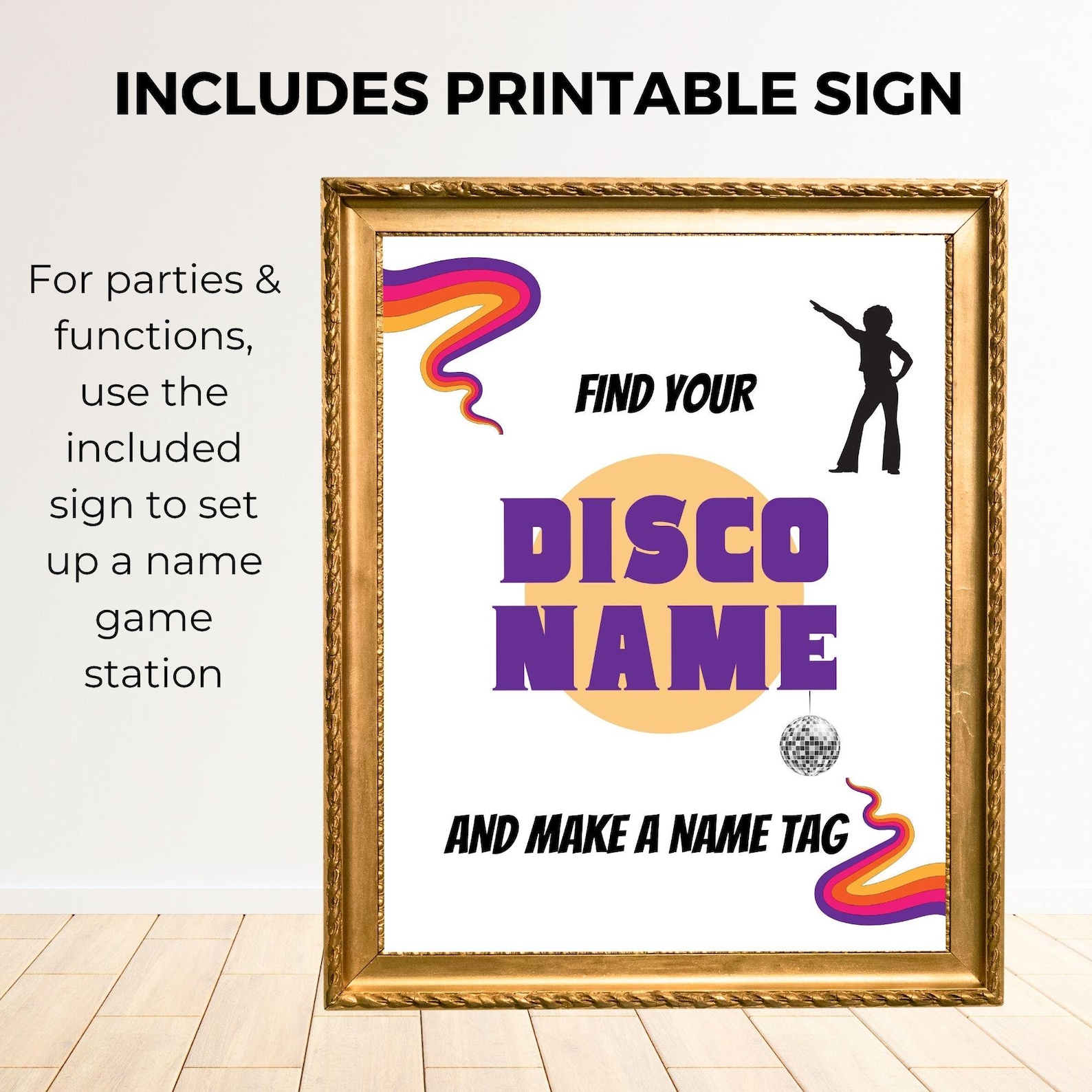 What's Your Disco Name Party Game Printable Disco Party Game Disco Name ...
