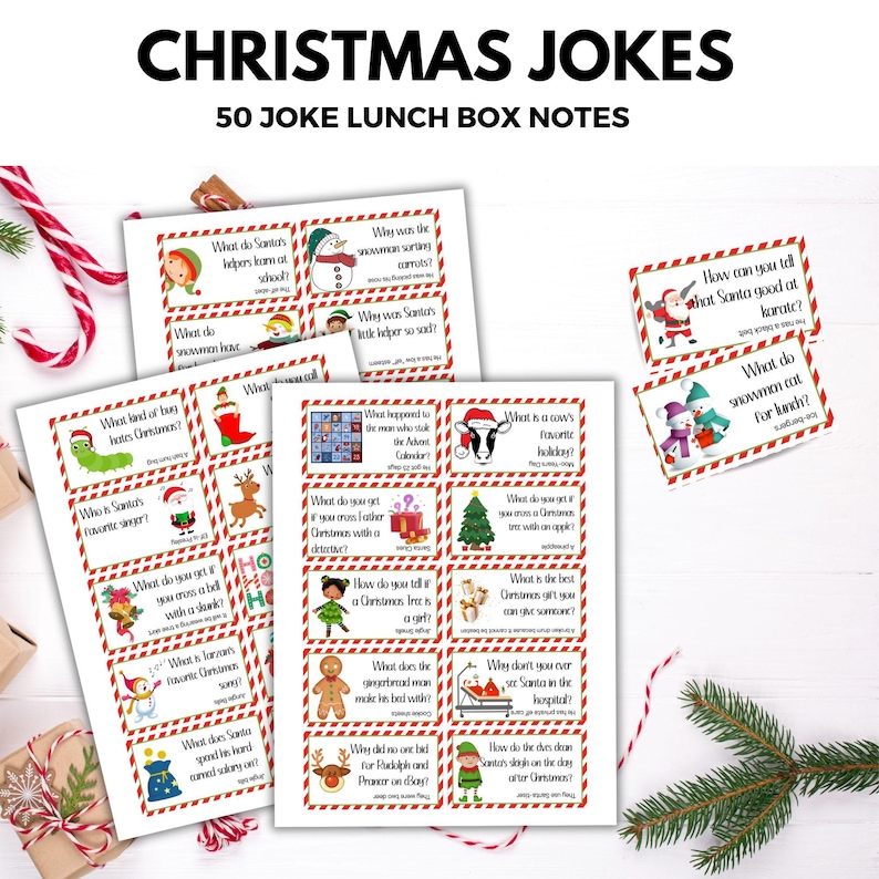 Christmas Joke Cards Printable Christmas Lunch Box Notes Christmas ...