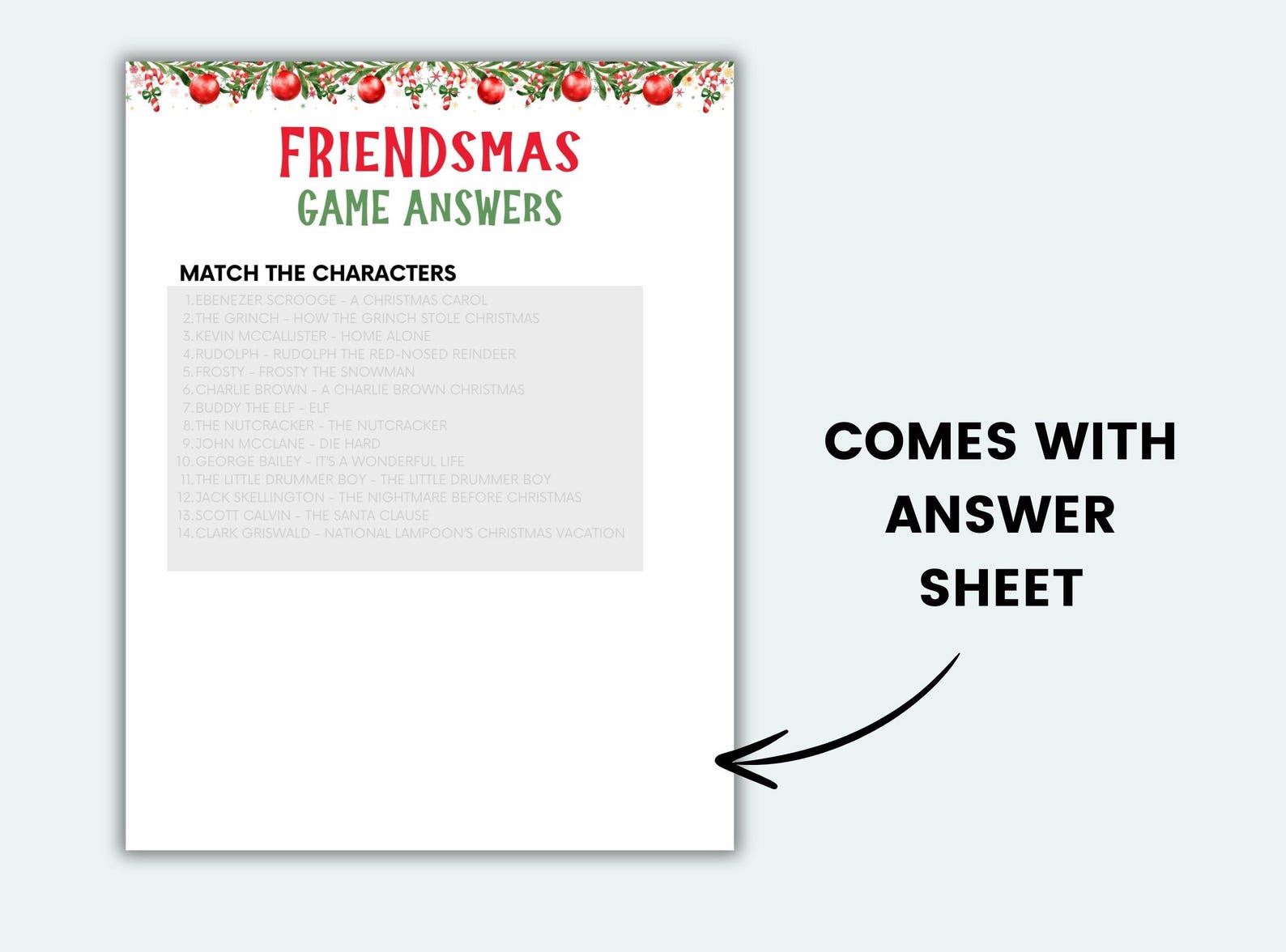 Friendsmas Match the Character Game Printable Christmas Game Christmas ...