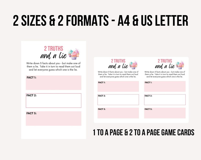 2 Truths and A Lie Party Game for Teens Printable Party Games Two ...
