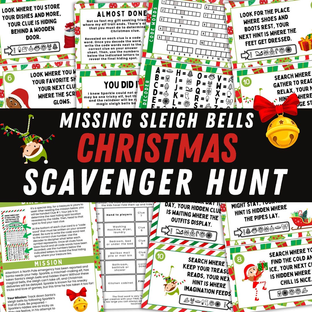 Christmas Scavenger Hunt Printable Christmas Elf Scavenger Hunt for ...