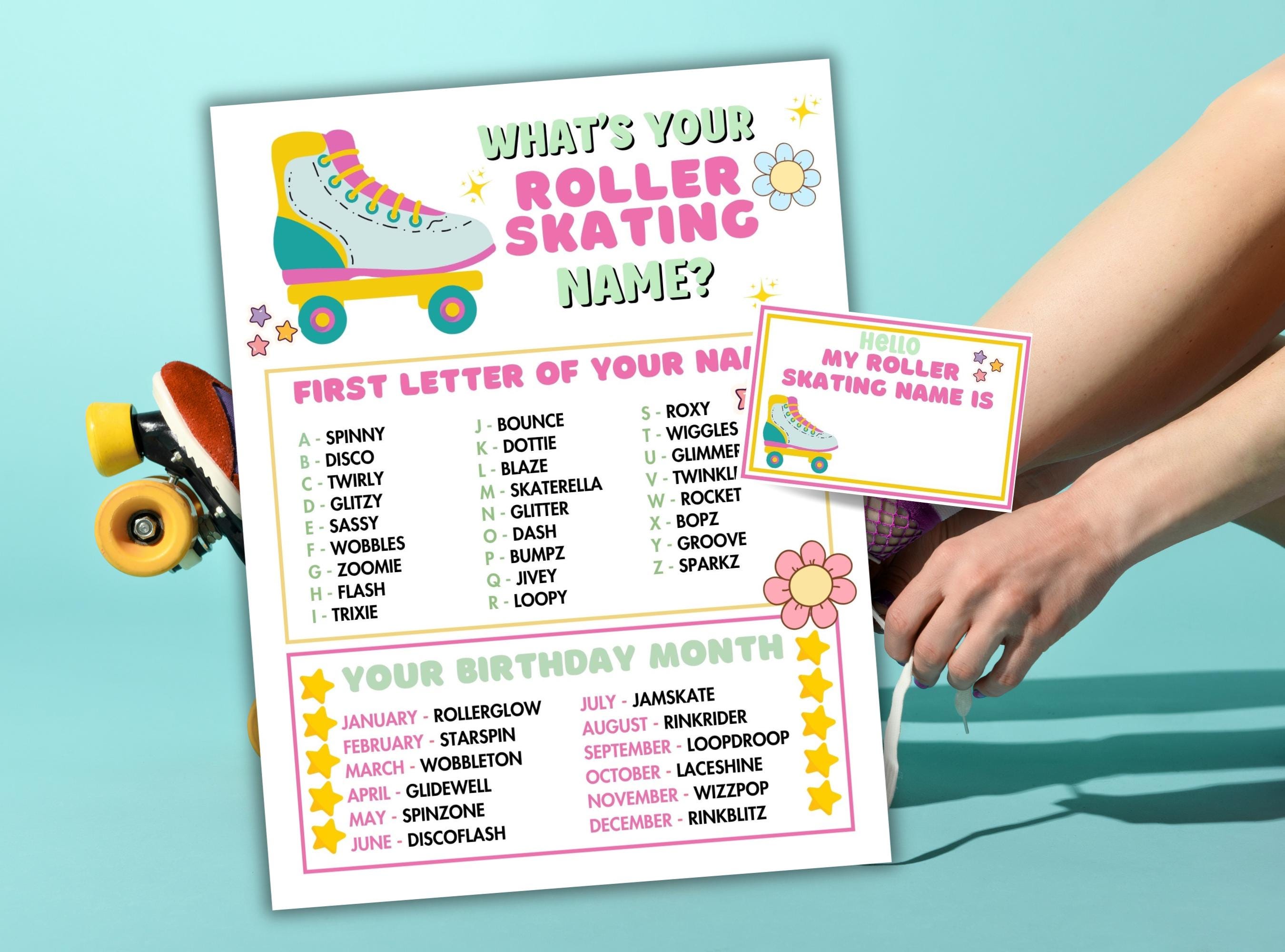 What's Your Roller Skating Name Party Game Printable Skating Party Game ...