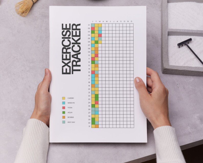 Exercise Tracker Printable Exercise Log, A5 Journal Page, Yearly ...