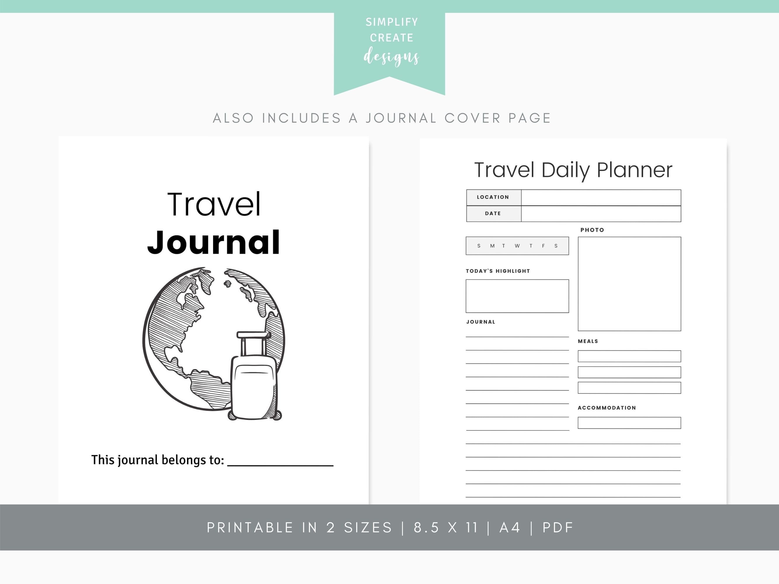 Travel Journal Printable Travel Journal Pages Printable Travel Planner ...