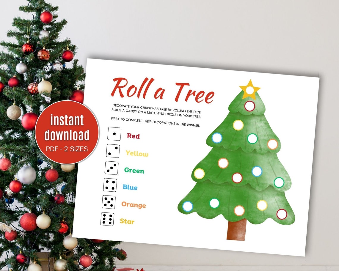 Christmas Roll A Tree Game, Christmas Dice Roll Game, Roll A Christmas ...