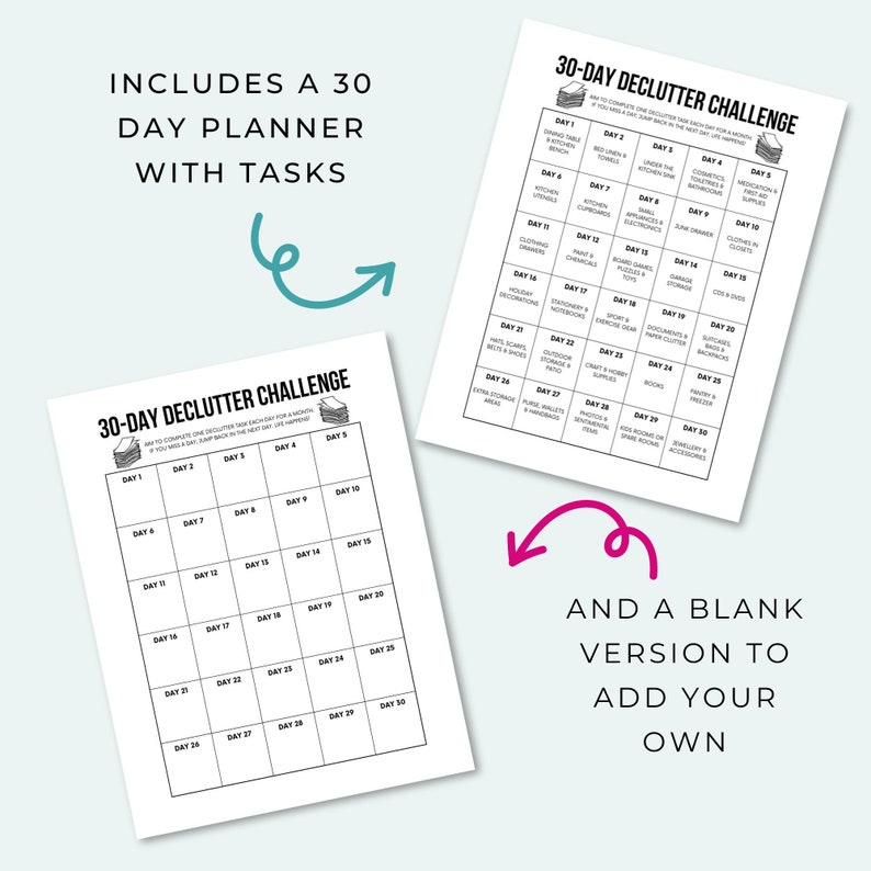 30 Day Declutter Challenge Printable Decluttering Challenge Tracker ...