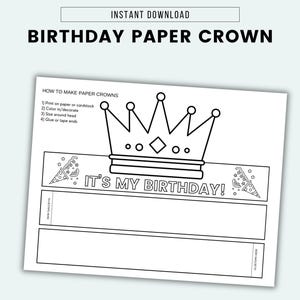 It's My Birthday Paper Crown Printable Birthday Crowns Birthday ...