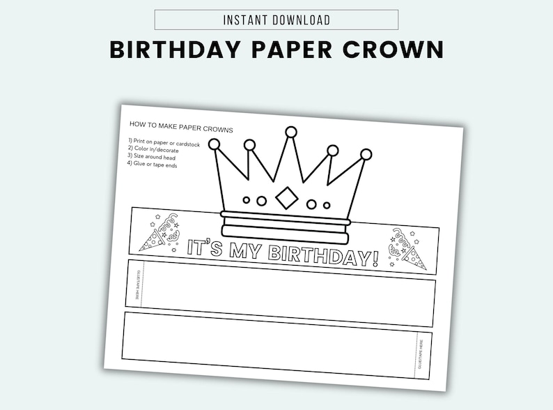 It's My Birthday Paper Crown Printable Birthday Crowns Birthday ...