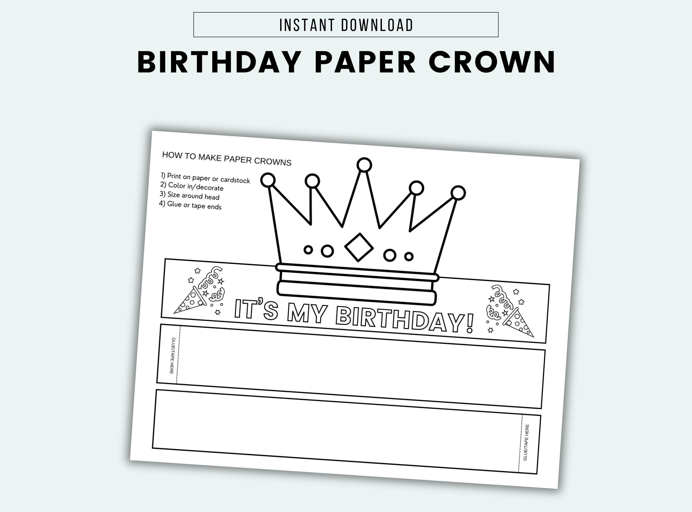 It's My Birthday Paper Crown Printable Birthday Crowns Birthday ...