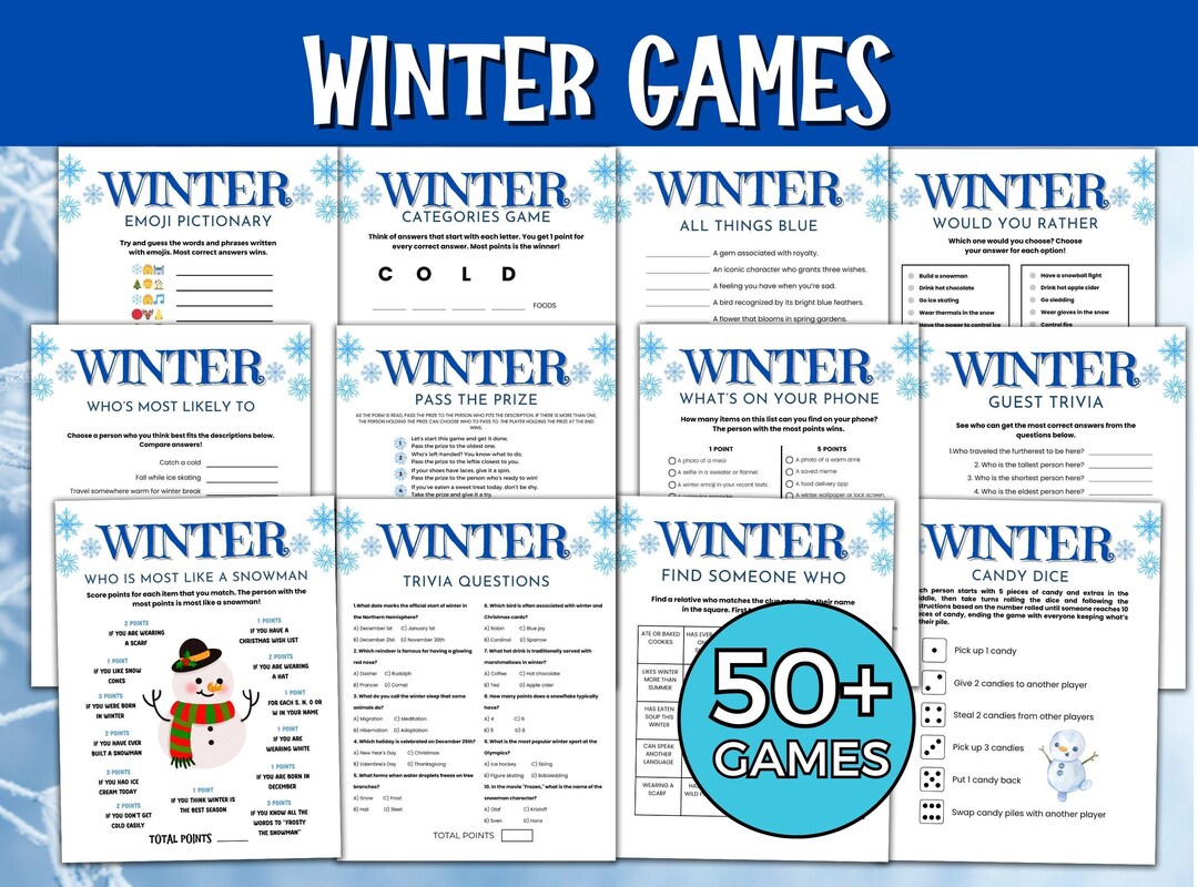 Winter Game Bundle Printable Winter Games Winter Trivia Game Bundle ...