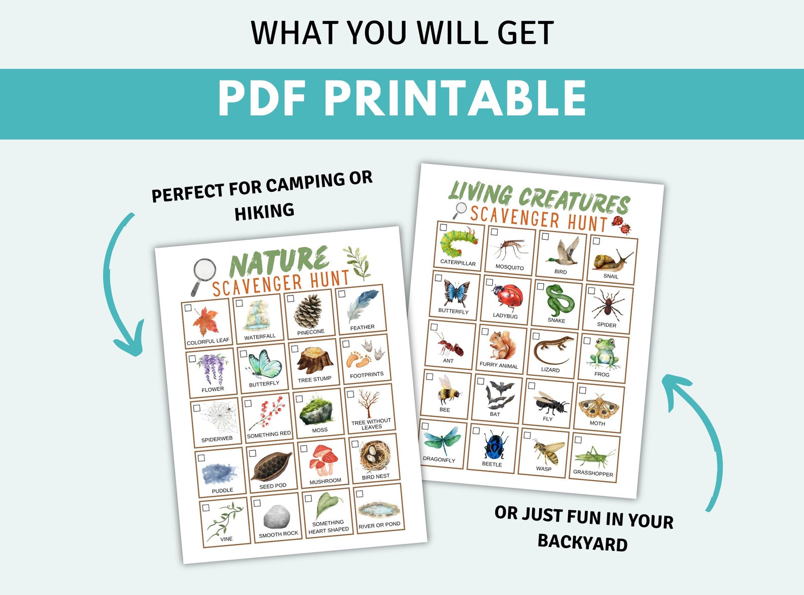 Nature Scavenger Hunt Bundle Printable Scavenger Hunt for Kids Camping ...