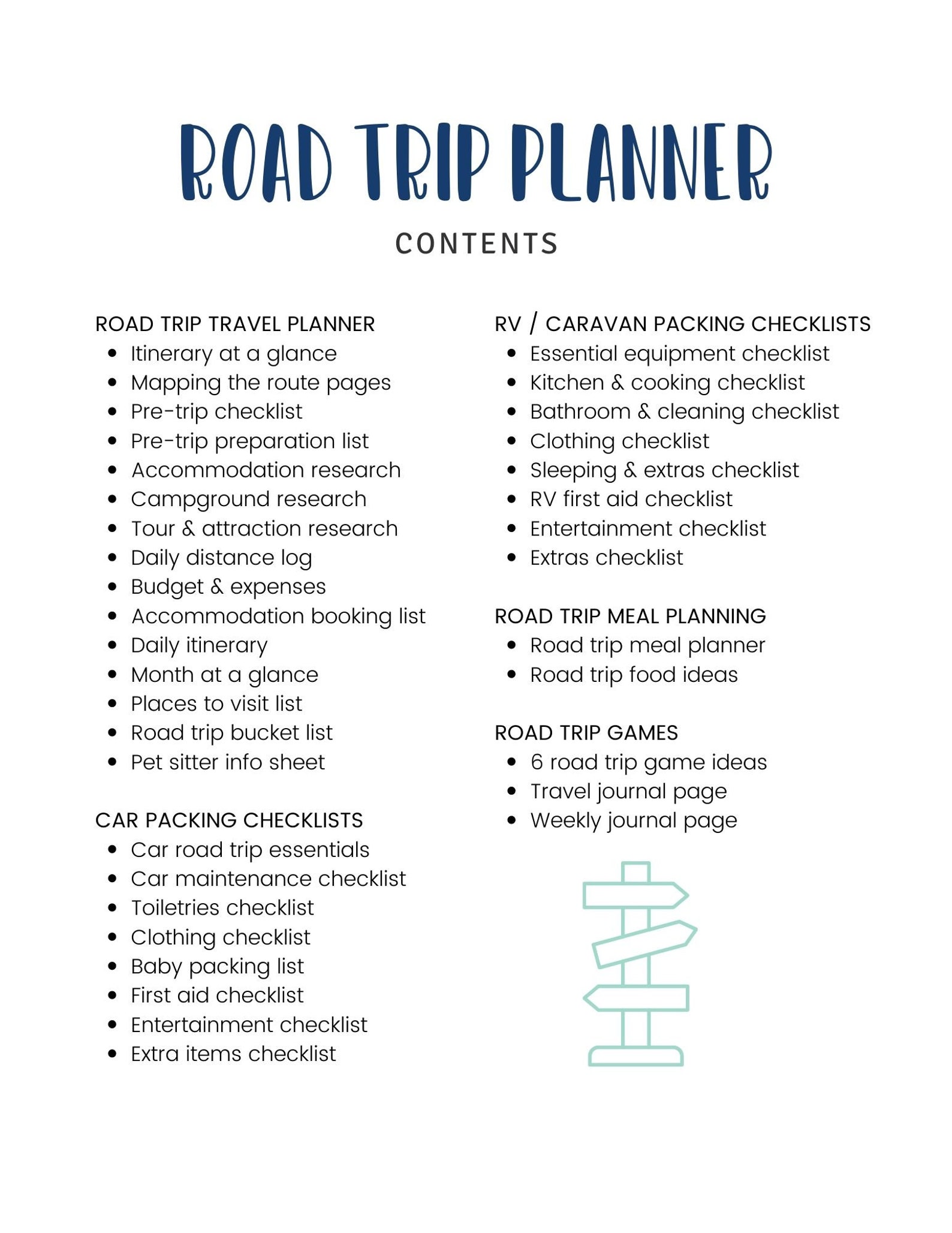 Printable Road Trip Planner Travel Planner RV Planner Road Trip ...