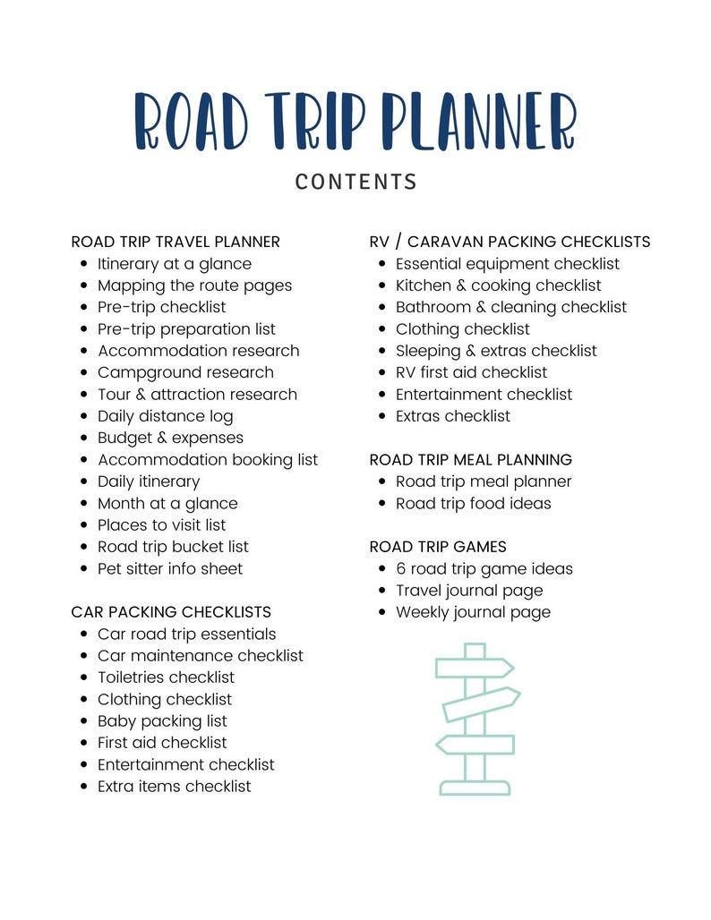 Printable Road Trip Planner Travel Planner RV Planner Road Trip ...