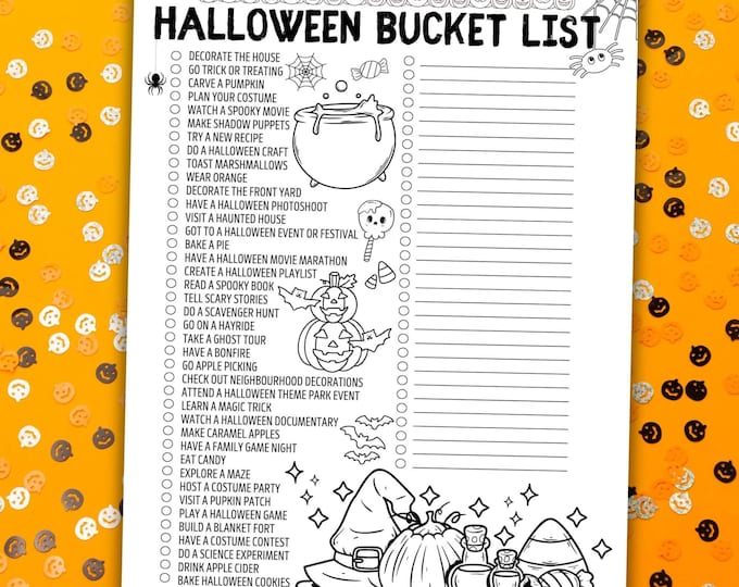 Halloween Bucket List, October Bucket List, Printable Halloween Bucket ...