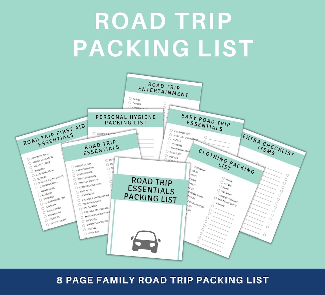 Road Trip Packing List Printable Family Road Trip Essentials Printable ...