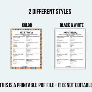 1975 Trivia Game Printable 50th Birthday Games Born in 1975 Game ...