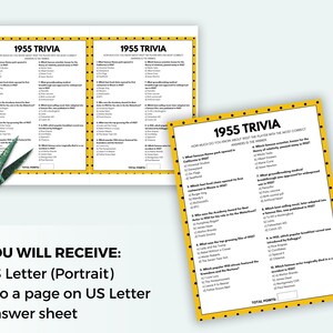 1955 Trivia Game Printable 70th Birthday Games Born in 1955 Game ...