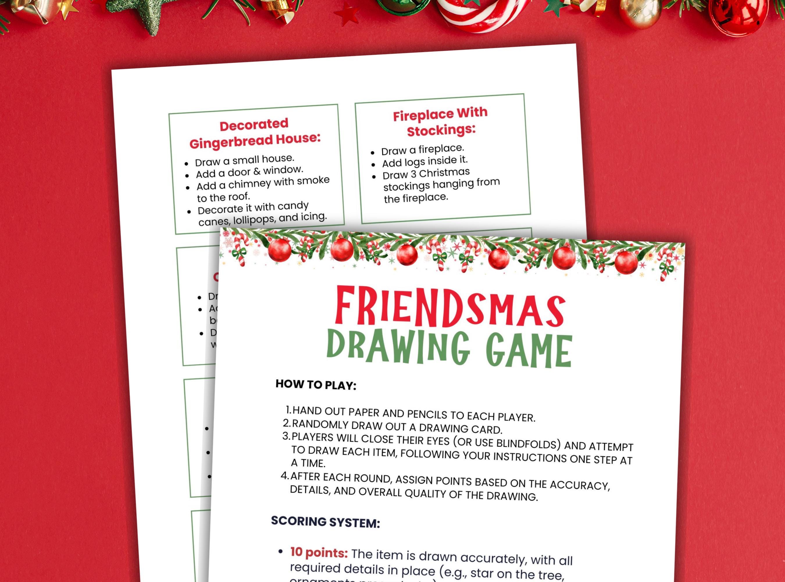 Friendsmas Drawing Game Printable Christmas Game Christmas Drawing Game ...
