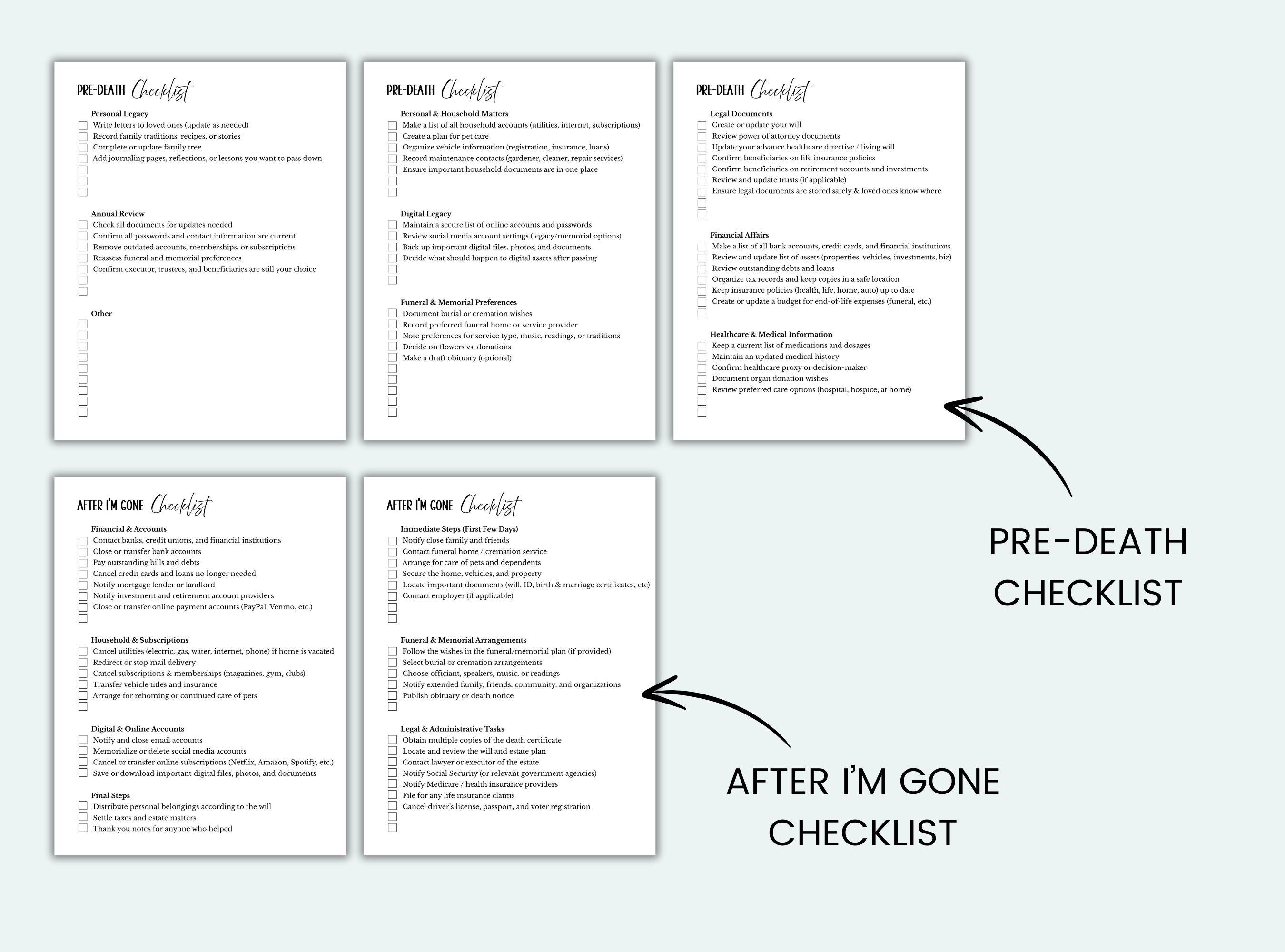End of Life Checklist Death Checklist End of Life Planner Printable ...