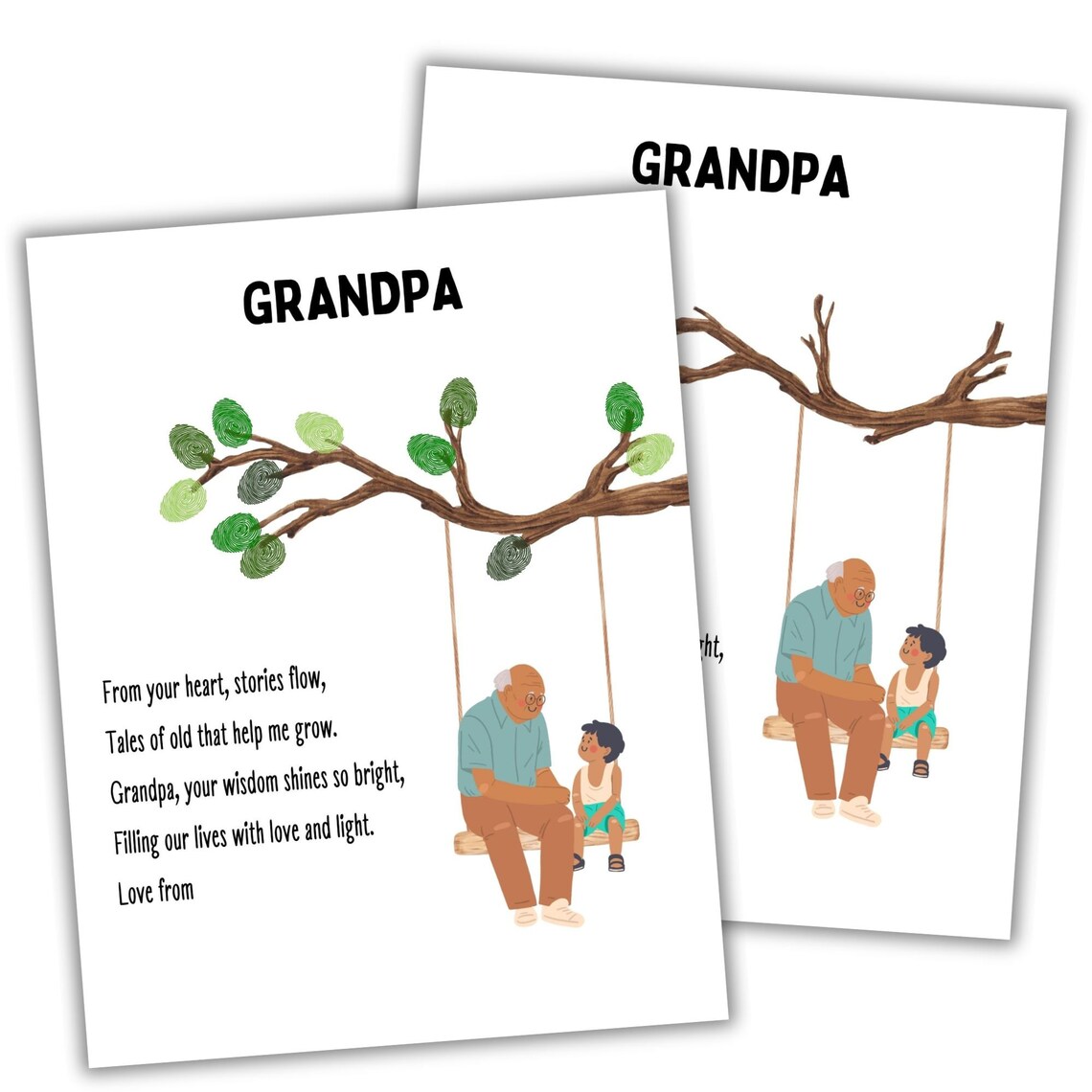 Grandpa Handprint Art Printable Grandpa Card for Father's Day ...