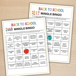 Back to School Mingle Bingo Game First Day of School Activity Printable ...
