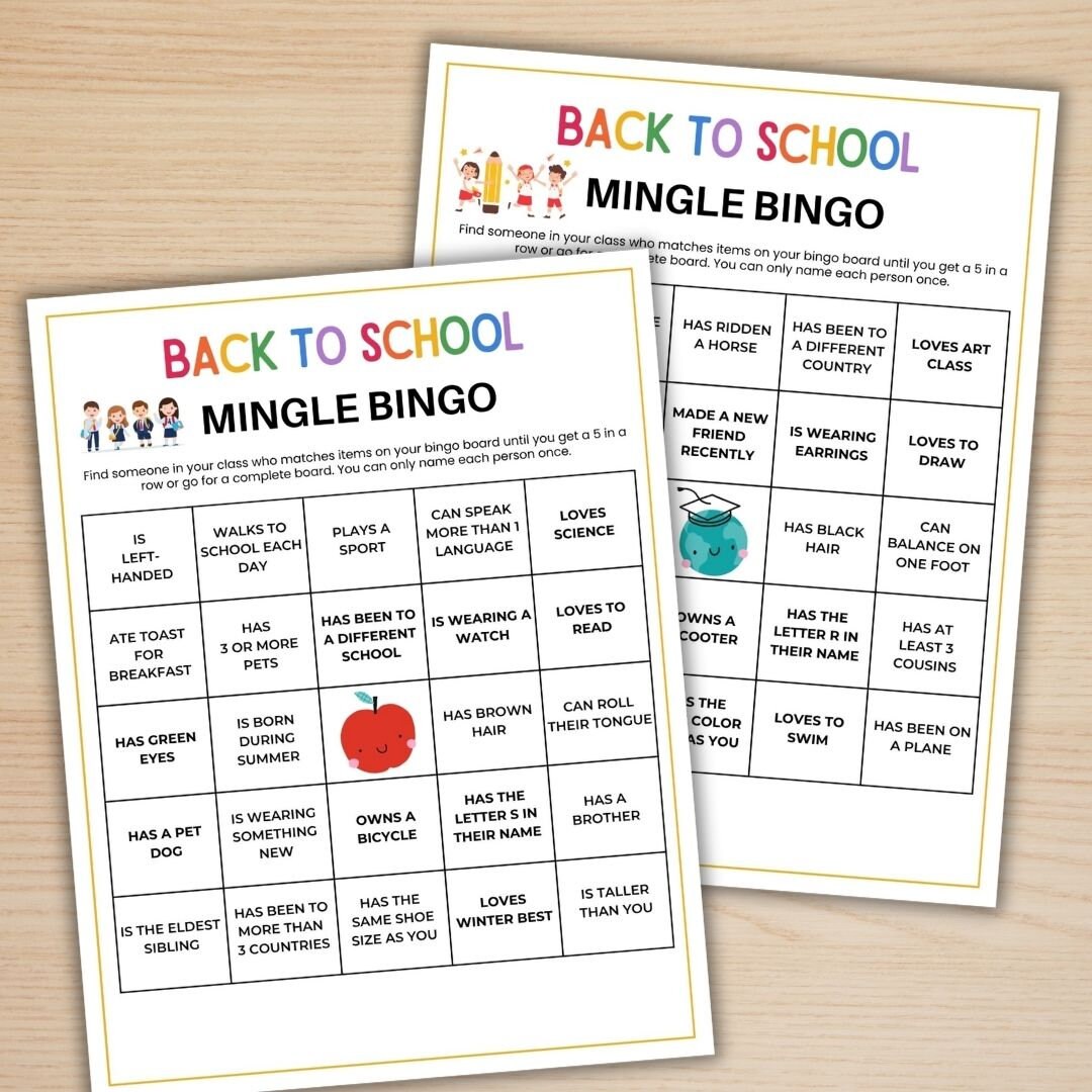 Back to School Mingle Bingo Game First Day of School Activity Printable ...