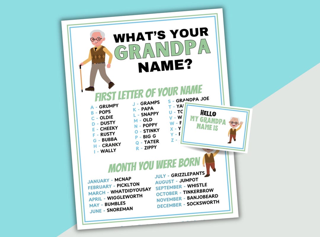 What's Your Grandpa Name Party Game Printable Grandparents Day Game ...
