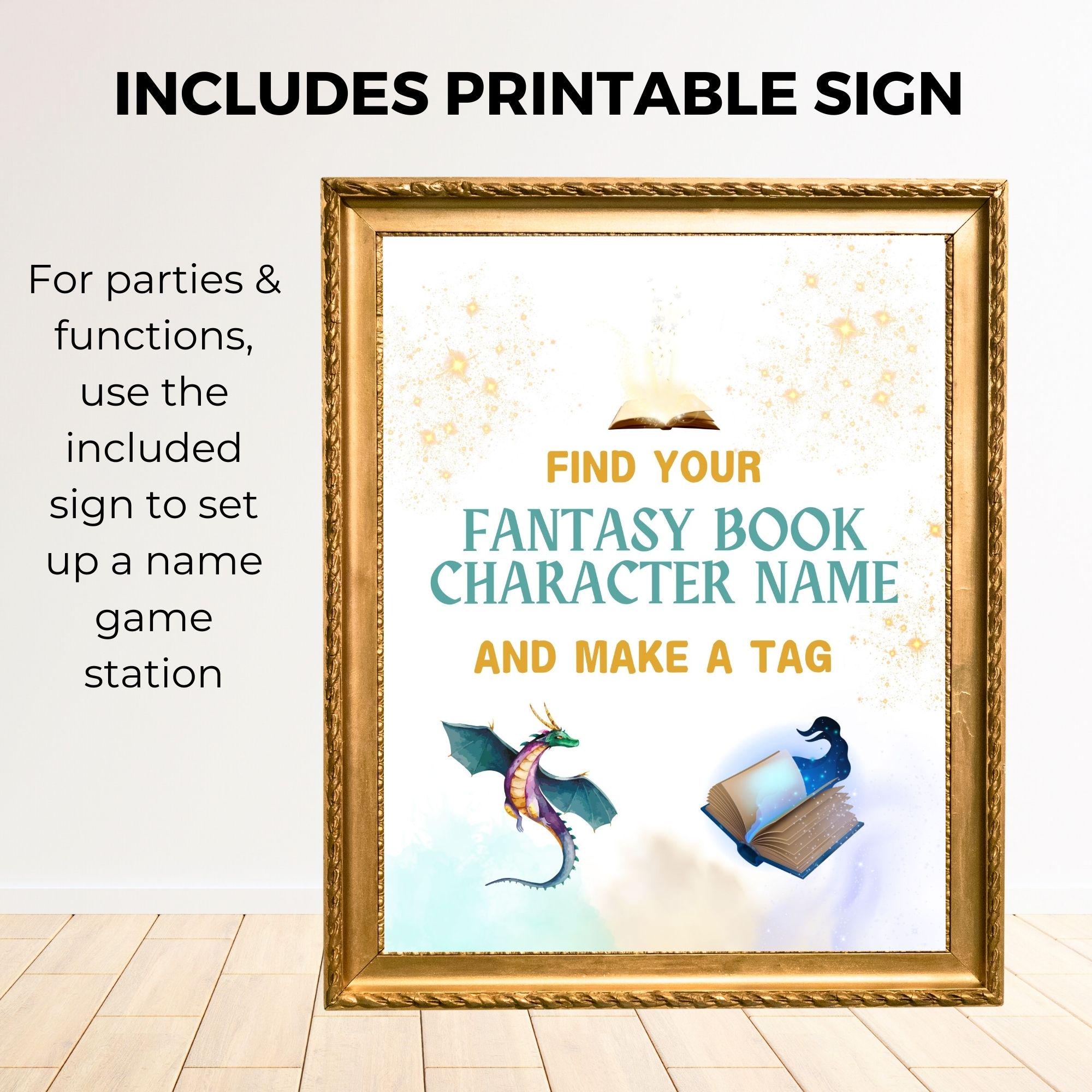 What's Your Fantasy Book Character Name Party Game Printable Fantasy ...