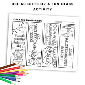 Grandparents Day Bookmarks Printable Grandparent's Day Activity Grandpa ...