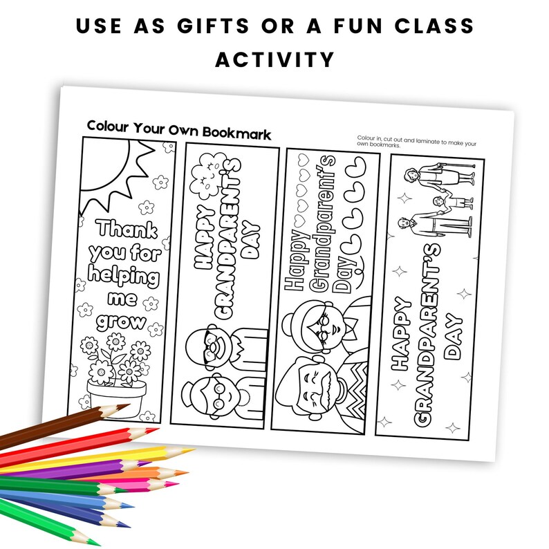 Grandparents Day Bookmarks Printable Grandparent's Day Activity Grandpa ...